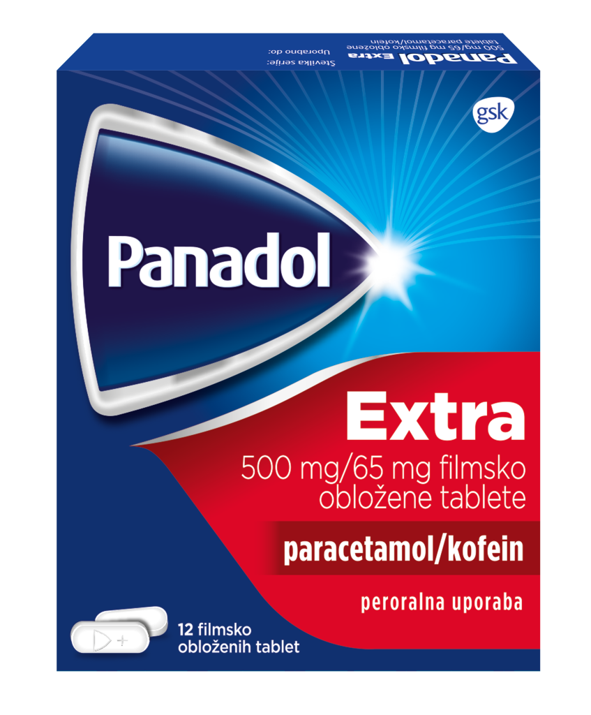 Panadol Extra 500 mg/65 mg filmsko obložene tablete, 12 tablet ...