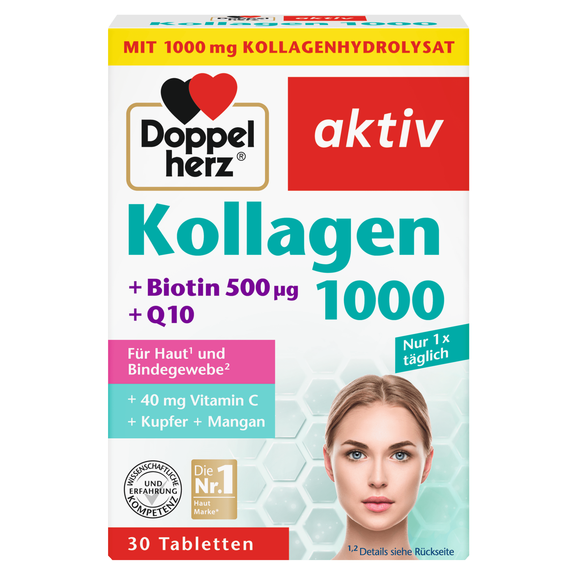 Doppelherz Aktiv Kolagen 1000 + 500 mcg biotina + Q10 tablete, 30 ...