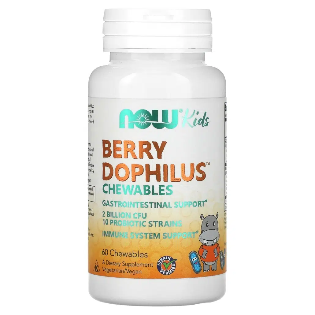 NOW Berry Dophilus mlečnokislinske bakterije za otroke, 60 žvečljivih ...