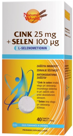 Natural Wealth Cink 25 mg + Selen 100 µg šumeče tablete, 40 tablet ...