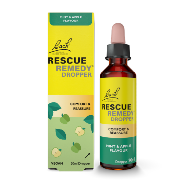 Bach Rescue kapljice – okus jabolko in meta, 20 ml | Spletna lekarna Plavž